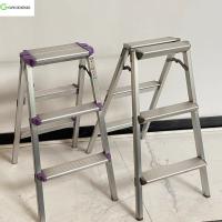 China Folding Three Step Aluminum Ladder Silver 100KG 2.6 Foot for sale