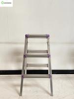 China Folding Three Step Aluminum Ladder Silver 100KG 2.6 Foot for sale
