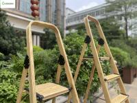 China Wooden 5 Step Aluminium Ladder 1.4mm Thickness PVC Plastic Foot Mats 120kg Capacity for sale