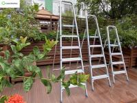 China Blue Plastic  Aluminum Folding Ladder 3-9 Steps Using Hight 65-198 cm for sale