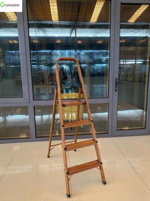 China 1.1mm Wooden Aluminum Ladder 250mm Pedal 2-9 Steps Anti-Slip Handrail for sale