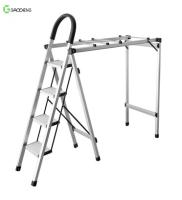 China Aluminum 4 Step Clothes Hanger Ladder 120cm Drying Length 5.8kg 1.0mm Oxidized Silver for sale