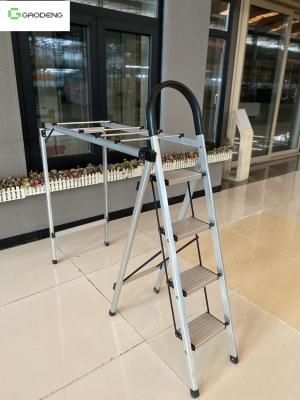 China Aluminum 4 Step Clothes Hanger Ladder 120cm Drying Length 5.8kg 1.0mm Oxidized Silver for sale