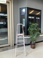 China Pink Aluminum Folding Ladder 4 Steps 1.0mm Thickness 120kg Capacity Anti Skid for sale