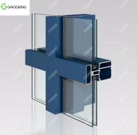 China Powder Coating Open Frame Curtain Wall Aluminum Profile 6063 Alloy 50-80μm for sale