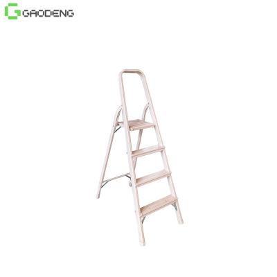 China Pink 4 Step Aluminum Folding Ladder 250mm Pedal 1.2mm Thickness 150kg Capacity for sale
