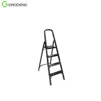 China 2.8ft 4 Step Fold Up Aluminum Ladder Black Non Slip for sale