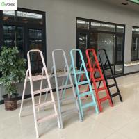 China Multiple Colors Red 4 Steps  Aluminum Folding Ladder Using Hight 87 cm Max Load 150KG for sale