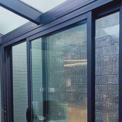 China Three Track Corner Stacker Sliding Doors Double Tempered Glass for sale