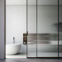 China Bathroom Double Aluminum Sliding Glass Doors Soundproof 5mm+12A+5mm Tempered for sale