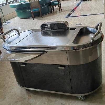 China Stainless Steel 304 Gas Mobile Teppanyaki Grill Table for sale