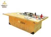 China Gold Color Induction Heating Rectangle Teppanyaki Grill Table 2400mm Length for sale