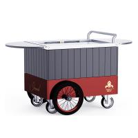 China Red Mobile Teppanyaki Grill 16 inch customized wheels Free movement Food-grade material Hibachi Grill Table for sale