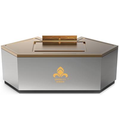 China Bow-Shaped Copper Teppanyaki Grill Table - Customizable Size & Smoke Exhaust for sale