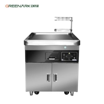 China Commercial Kitchen Multifunctional Mobile Teppanyaki Grill Table with Double Furnace for sale
