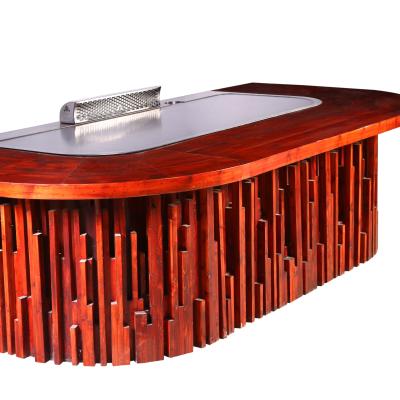 China Commercial Teppanyaki Grill Table with 20mm Thick Food-Grade Alloy Steel 2200*850*800 mm and 8kw Power for sale