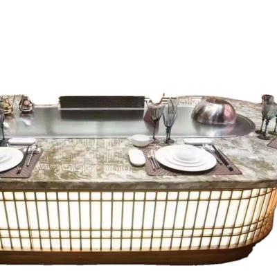 China Commercial Teppanyaki Grill with German 304 Stainless Steel and 20 mm Heating Plate in 2200*850*800 mm Size for sale