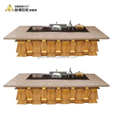 China Fan Shape Commercial Electric Hibachi Cooktop Teppanyaki Grill Table with 450*400mm Cook Area and ISO 9001-2008 Certification for sale