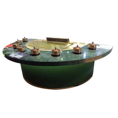 China Custom Multifunction 7 Seats Teppanyaki Grill Table with 16mm Thick Cold-Rolled Copper Plate for sale