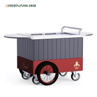 China Mobile Teppanyaki Grill with Food-Grade Alloy Steel Plate Heats to 250℃ in 8 Mins Featuring Extendable Table & 16'' Wheels for sale