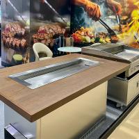 China Customizable Counter-Style Self-Service Teppanyaki Grill 1600mm 6KW 380V with Fume Purifier for sale