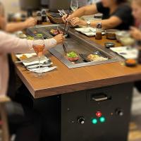 China Customizable Counter-Style Self-Service Teppanyaki Grill 1600mm 6KW 380V with Fume Purifier for sale
