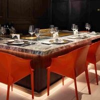 China Round Copper Teppanyaki Table with Electric Heating for sale