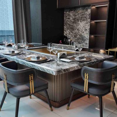China Round Copper Teppanyaki Table with Electric Heating for sale