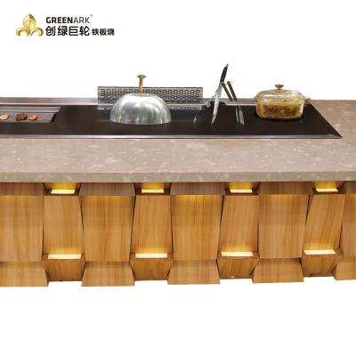 China Rectangle Teppanyaki Grill Table Induction Heating 2400mm Length for sale