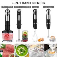 China Kitchen electric appliances 5-in-1 blender hand held with whisk,milk frother,500ml chopper,600ml beaker for sale