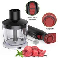 China Durable stainless steel blades manual hand blender includes beaker, chopper, whisk, milk frother for sale