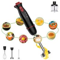 China Durable stainless steel blades manual hand blender includes beaker, chopper, whisk, milk frother for sale