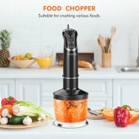 China Titanium reinforced hand mixer blender with milk frother, egg whisk, food grinder, blending container for sale