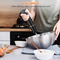 China Titanium reinforced hand mixer blender with milk frother, egg whisk, food grinder, blending container for sale