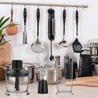 China Titanium reinforced hand mixer blender with milk frother, egg whisk, food grinder, blending container for sale