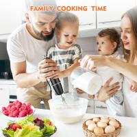 China Titanium reinforced hand mixer blender with milk frother, egg whisk, food grinder, blending container for sale