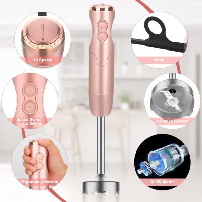 China Golden Pink Immersion Stick Blender 5 In 1 With 304 Stainless Steel Blades for sale