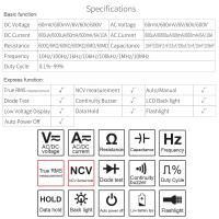 China Multi-function Pocket Digital Multimeter Electrician Universal Meter High Precision DC/AC NCV True RMS Multimeters Tester for sale