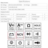 China Pocket Digital Multimeter 600V AC DC Voltage Current Resistance Tester NCV Auto Range True RMS for sale