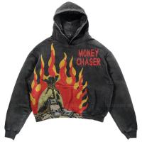 China Streetwear 500gsm Grey Sublimation Hoodie DTG Digital Printing Stone Acid Washed Hoodie for sale