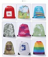 China Custom Logo Printed Calico Drawstring Backpack for sale