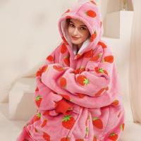 China OEM Premium Sherpa Wearable Blanket With Hood One Size Fits All for sale