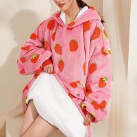 China OEM Premium Sherpa Wearable Blanket With Hood One Size Fits All for sale