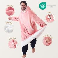 China Flannel Fleece Oodie Wearable Blanket With Pockets And Sleeves for sale