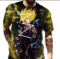 China Anime Goku Sublimation Printed T Shirts Short Sleeve Patterned Clothes for sale
