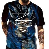 China Anime Goku Sublimation Printed T Shirts Short Sleeve Patterned Clothes for sale