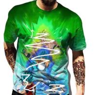 China Anime Goku Sublimation Printed T Shirts Short Sleeve Patterned Clothes for sale