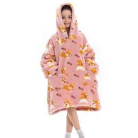 China Long Lined Soft Fleece Full Print Oversized Blanket Hoodie With Sleeves for sale