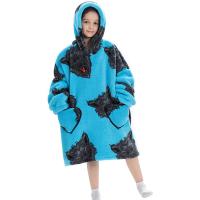 China Long Lined Soft Fleece Full Print Oversized Blanket Hoodie With Sleeves for sale