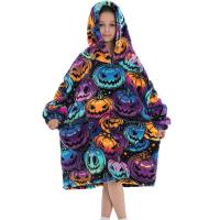 China Long Lined Soft Fleece Full Print Oversized Blanket Hoodie With Sleeves for sale